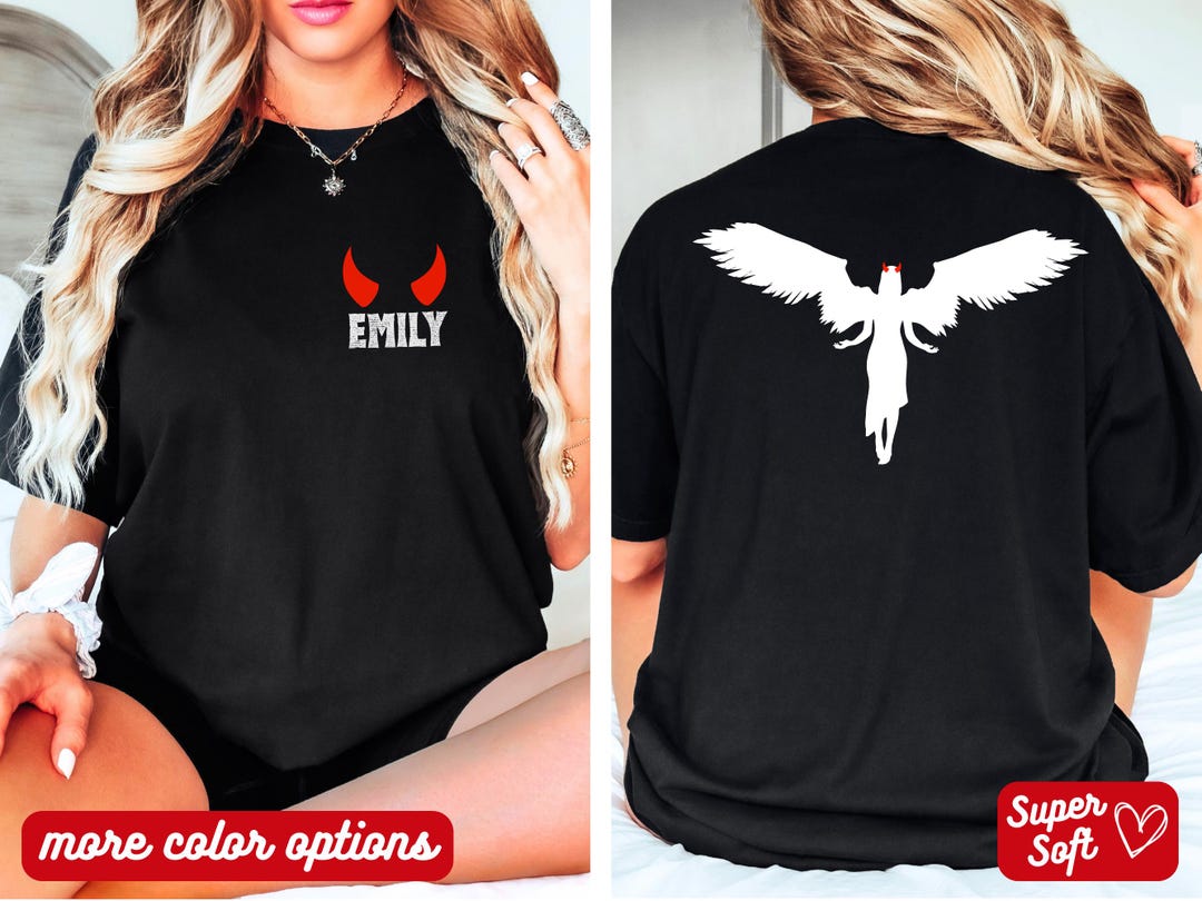 Custom Angel Wing Shirt Devil Horns Sweatshirt Wings on Back Shirt With ...