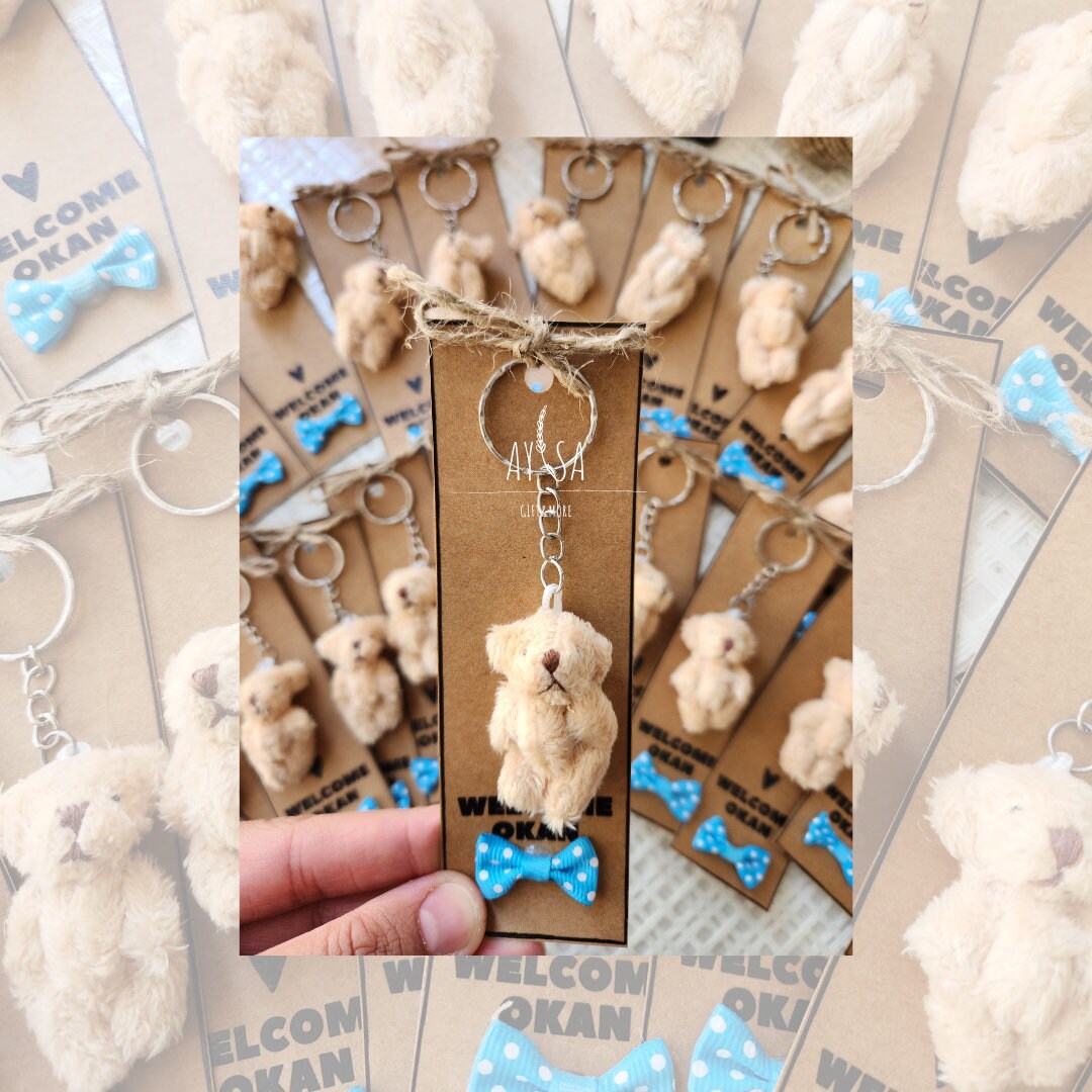 Girl/boy Teddy Bear Keychain With Personalized Custom Teddy - Etsy