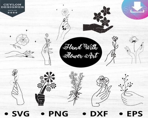 Hand Holding Flowers Svgholding Bouquet Svg Floral Hand Svg - Etsy