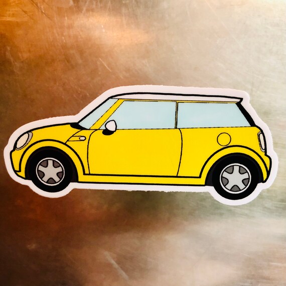 Little Yellow Mini Cooper Vinyl Sticker - Etsy