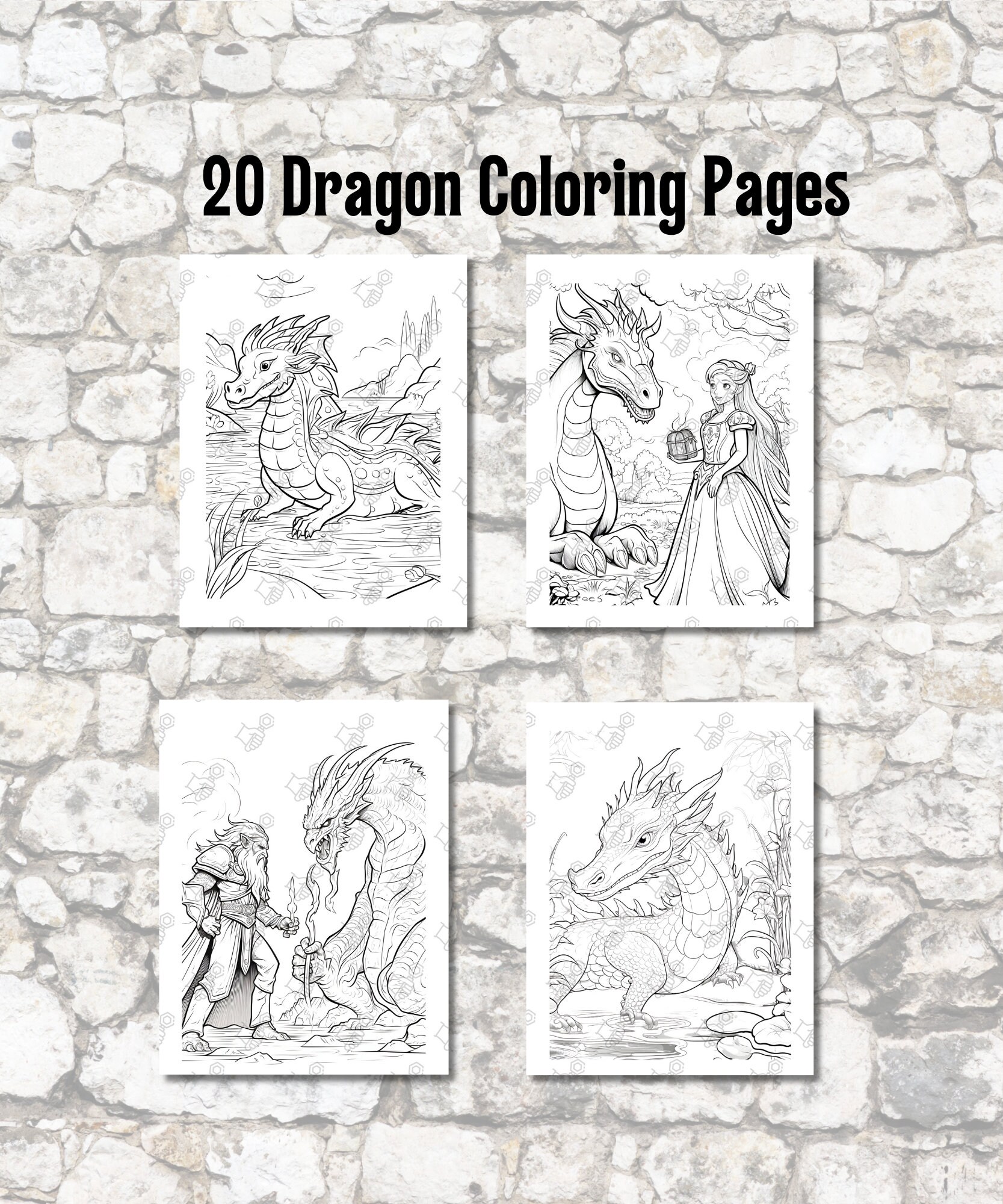 Magical Dragon Coloring Pages Printable PDF for Adults and Kids ...