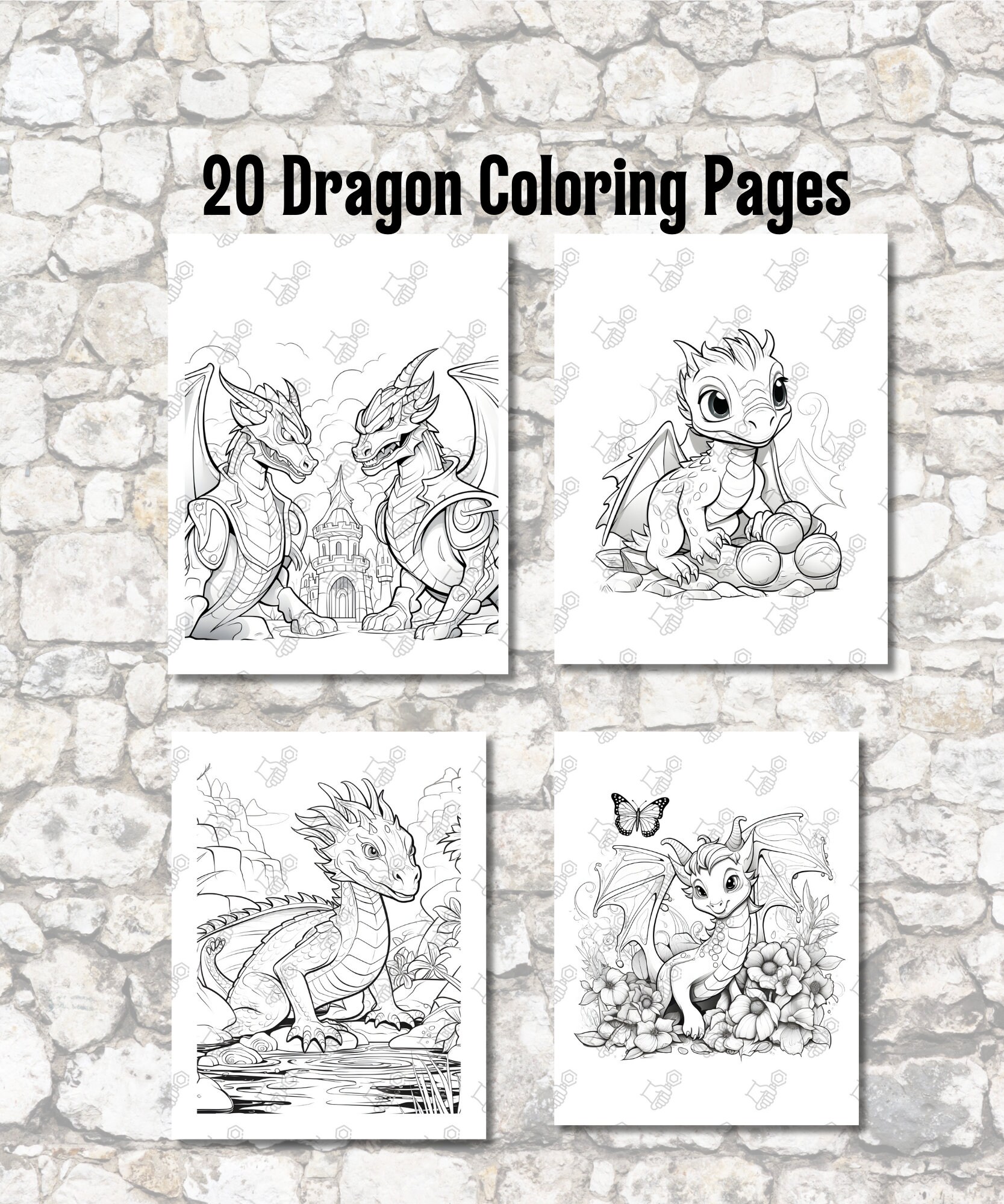Magical Dragon Coloring Pages Printable PDF for Adults and Kids ...