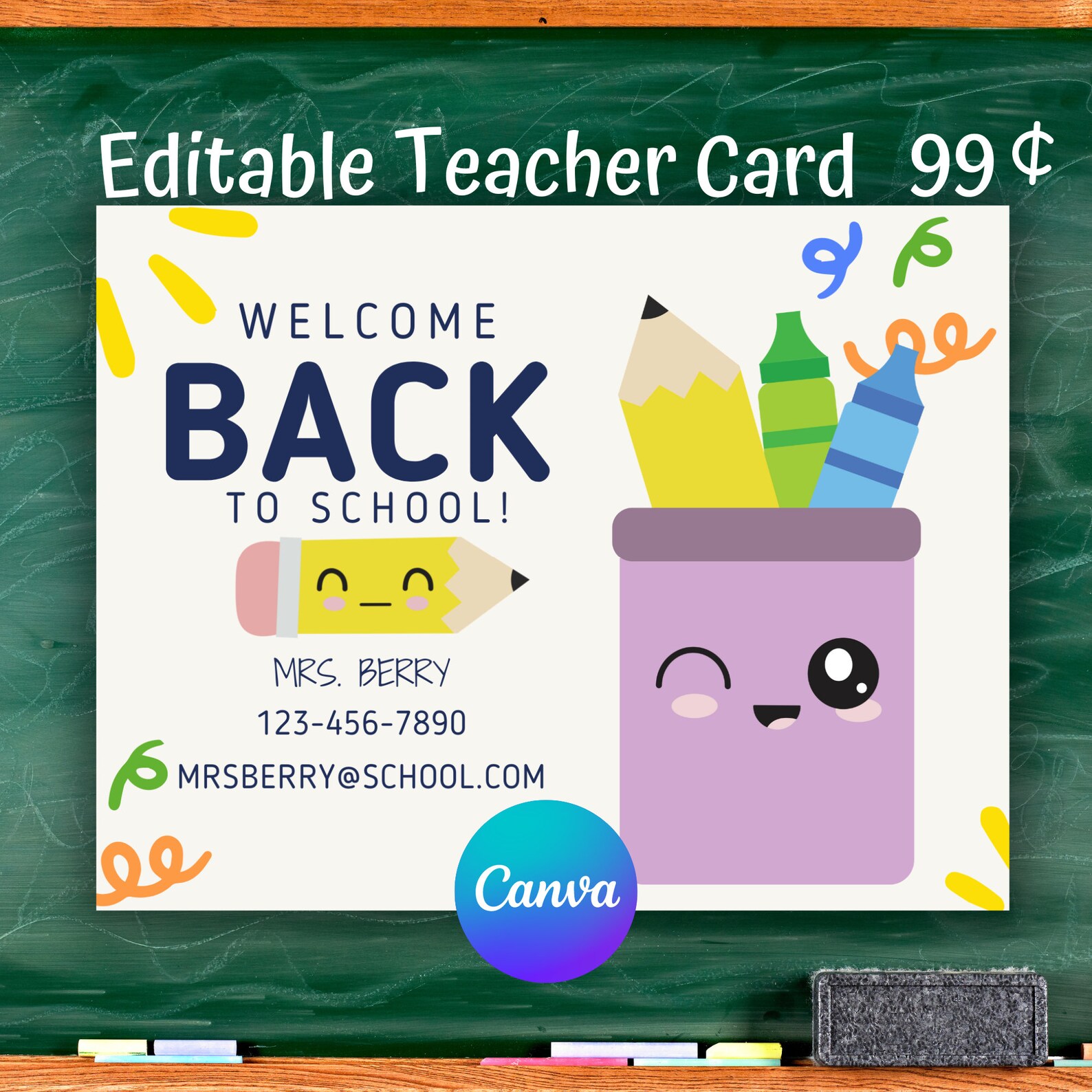 Editable Welcome Back to School Teacher Card | Primary School | Daycare ...