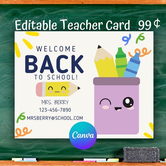 Editable Welcome Back to School Teacher Card Primary School - Etsy