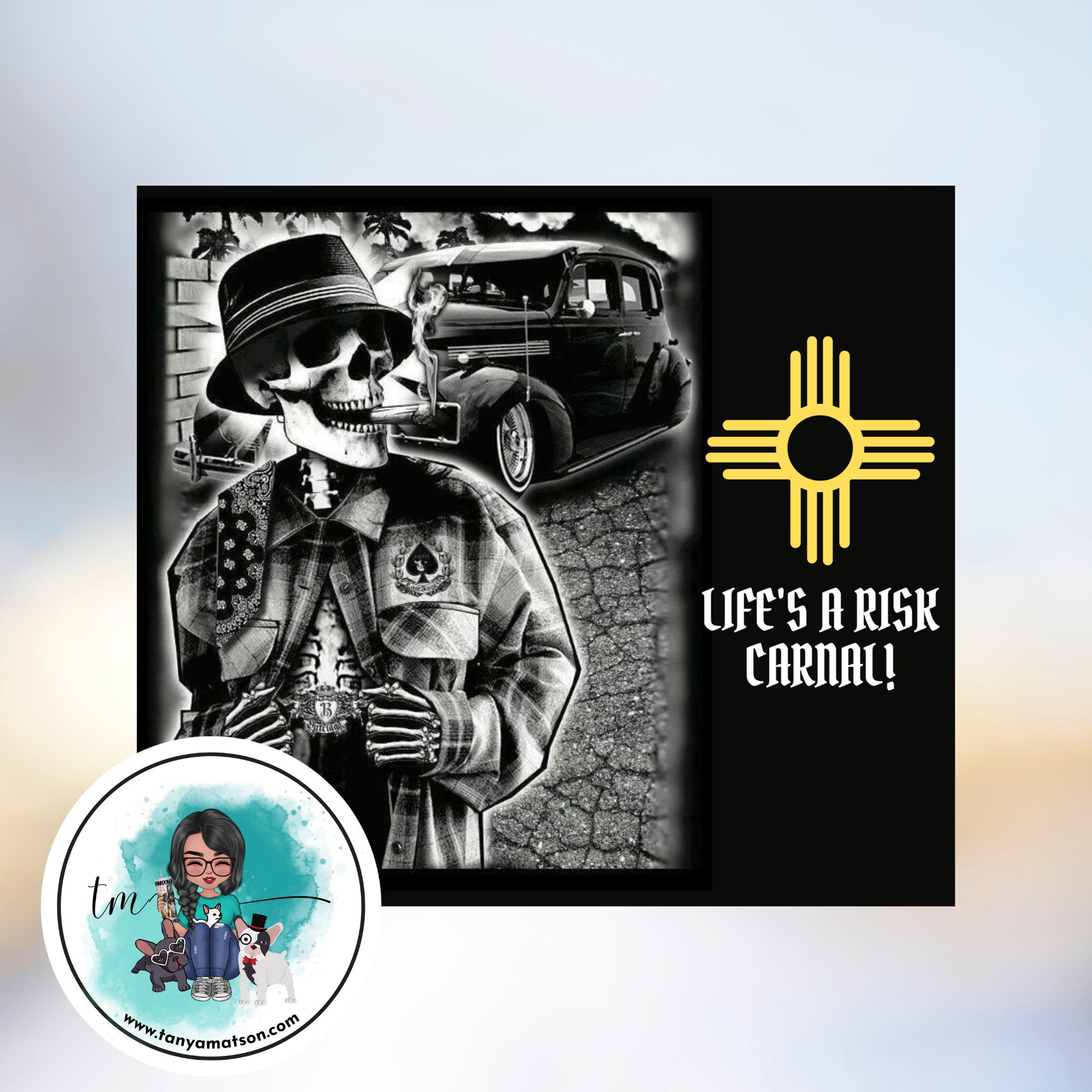 NM Zia Carnal Skull Cholo | Latino Culture Sublimation Tumbler Wrap ...