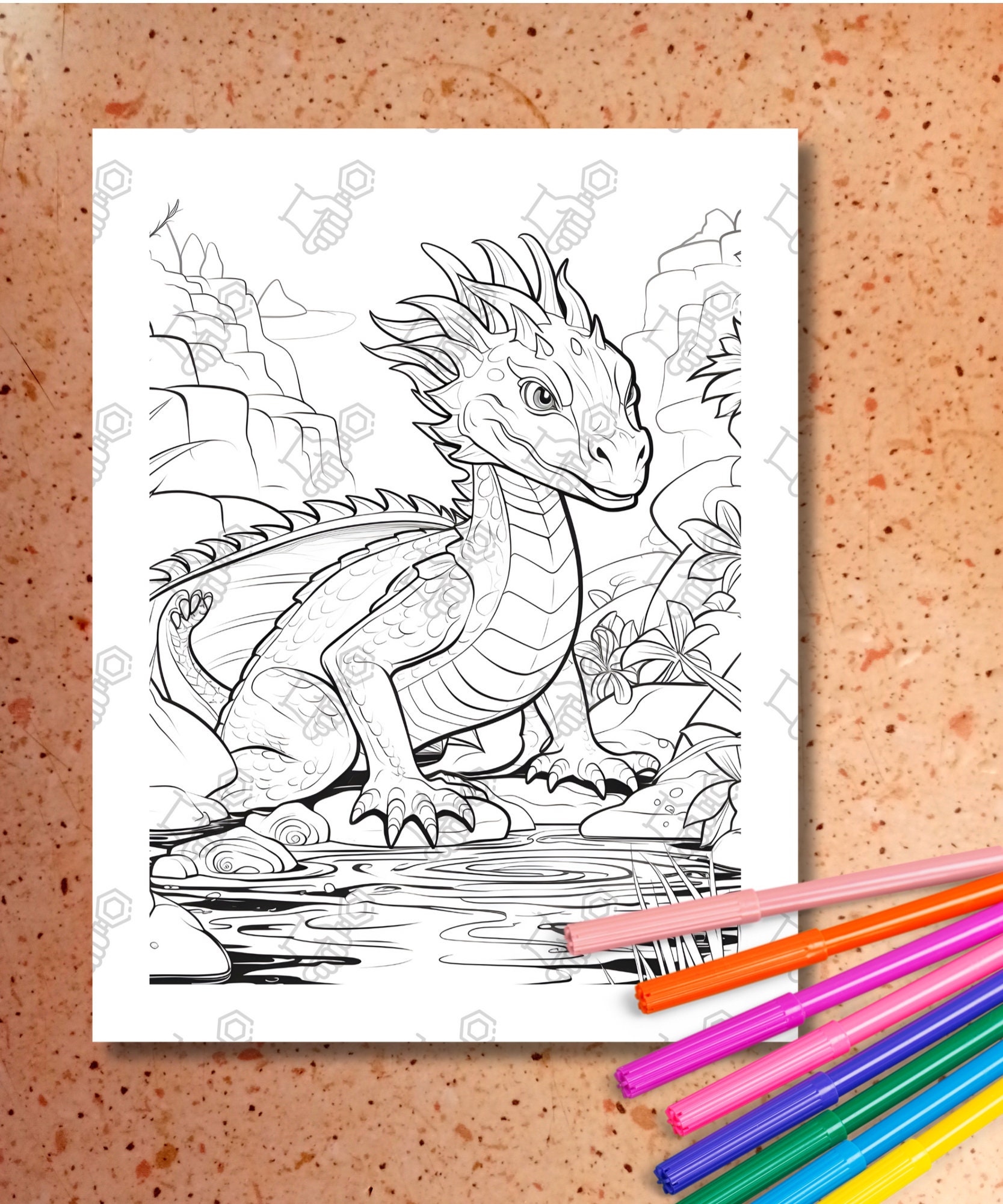Magical Dragon Coloring Pages Printable PDF for Adults and Kids ...