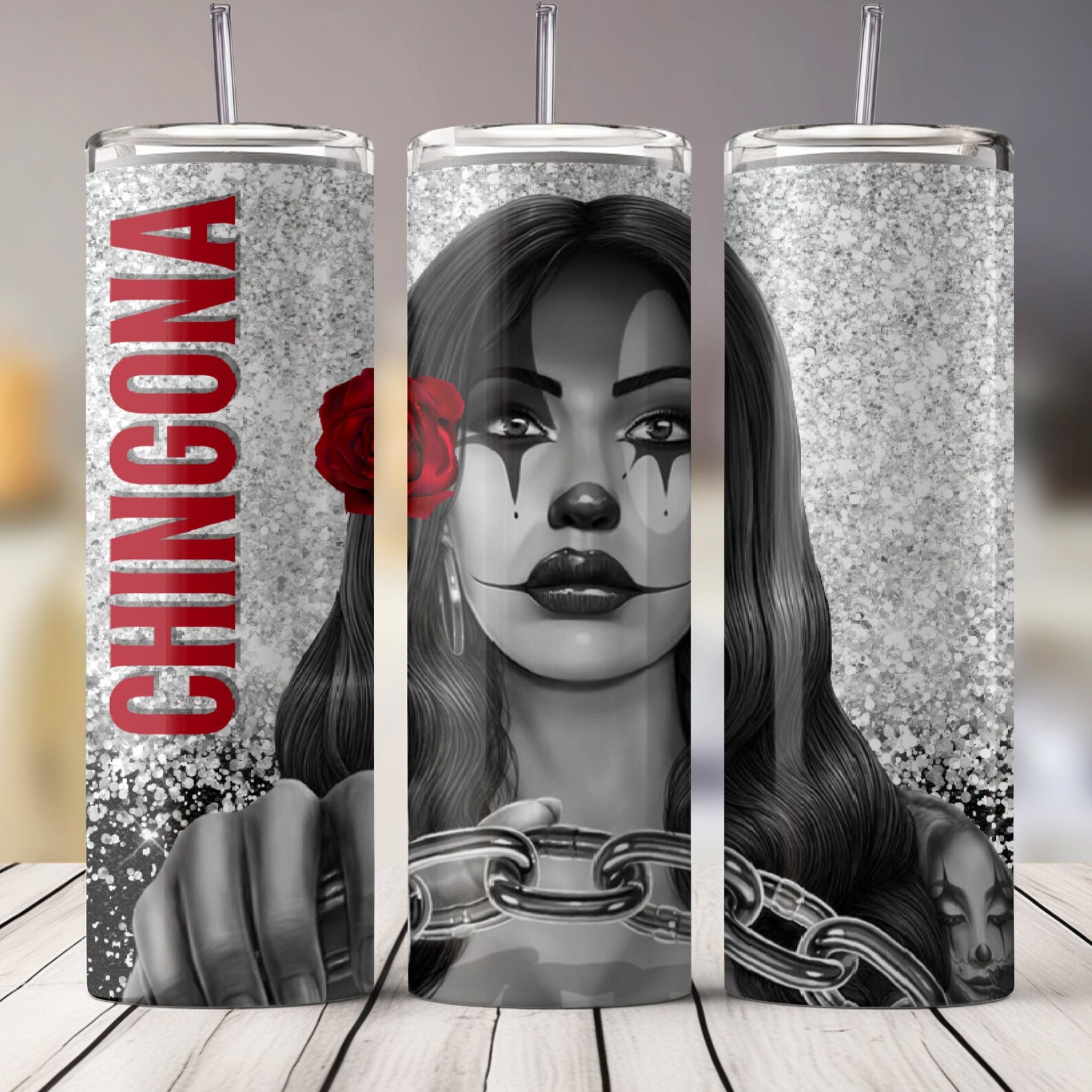 Chingona Tattoo Lady Lowrider Tumbler Wraps Design - 20 Oz Sublimation ...