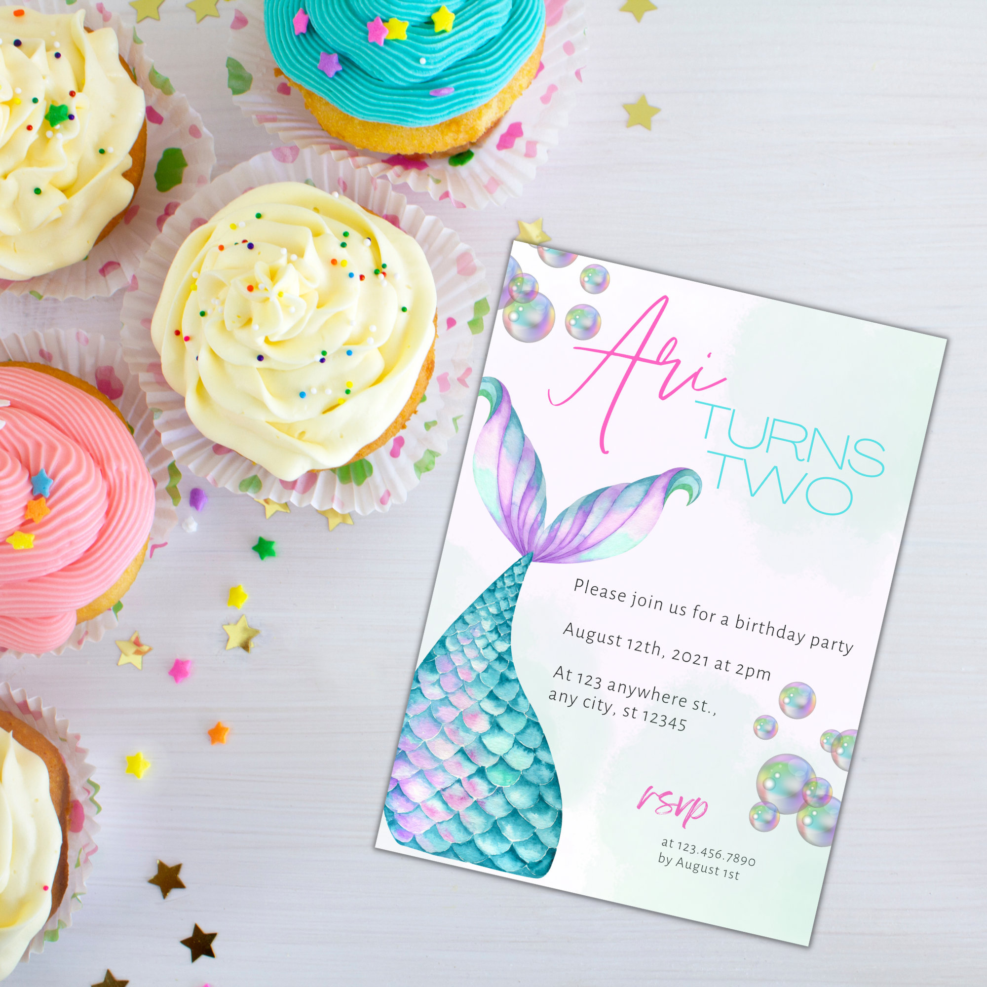 Mermaid Tail Birthday Invitation | Editable Template | Digital ...
