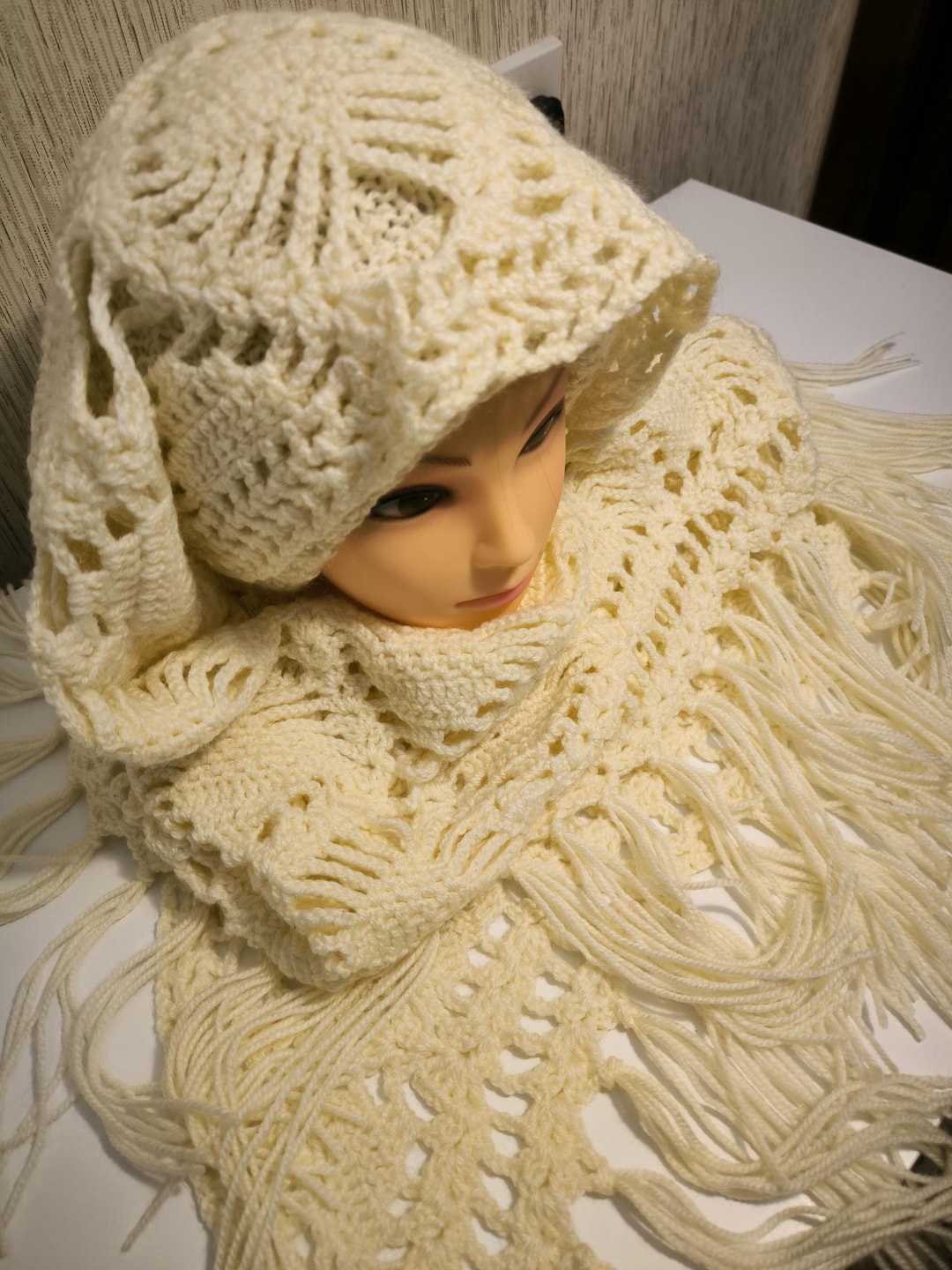 Elegant Wool Blend Crochet Shawl for Evening Wear - 168cm Wide - Etsy