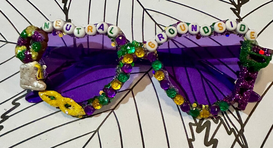 Mardi Gras Neutral Ground Side Sunglasses - Etsy