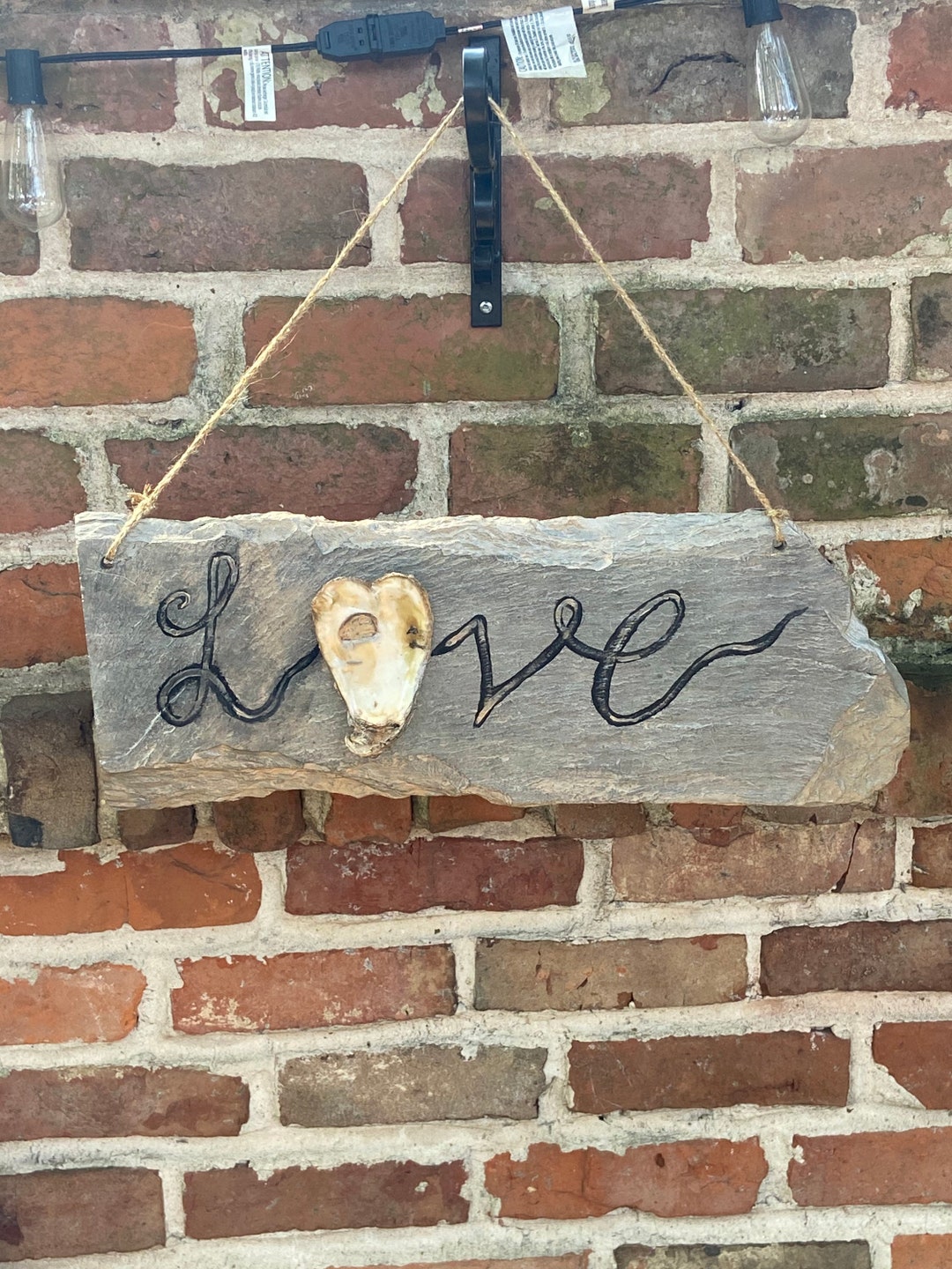 Hand Painted Love Sign With Heart Shaped Oyster - Etsy