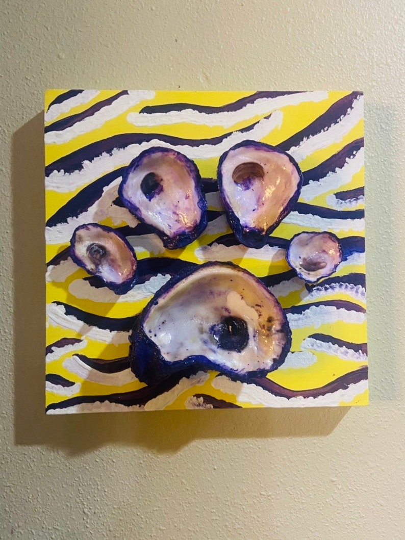 LSU Tiger Paw Painted Oyster Decor - Etsy