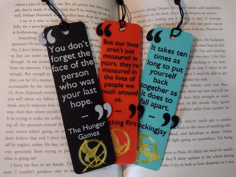 The Hunger Games Trilogy Bookmark Quotes Gift for Book Lover Young ...