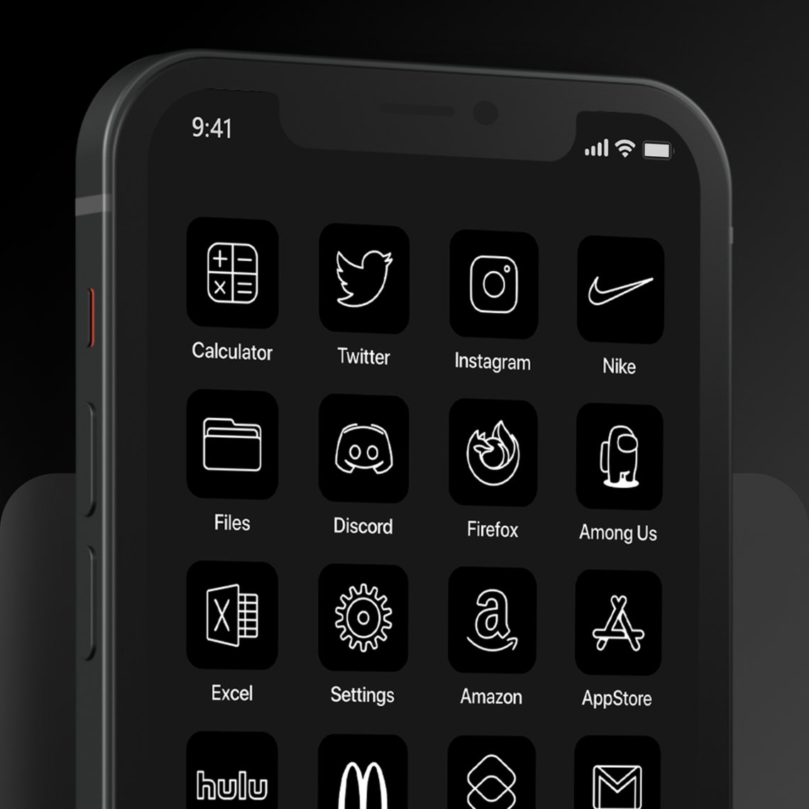 140+ Professional Ios Dark Black and White Icon Set | iPhone App Covers ...