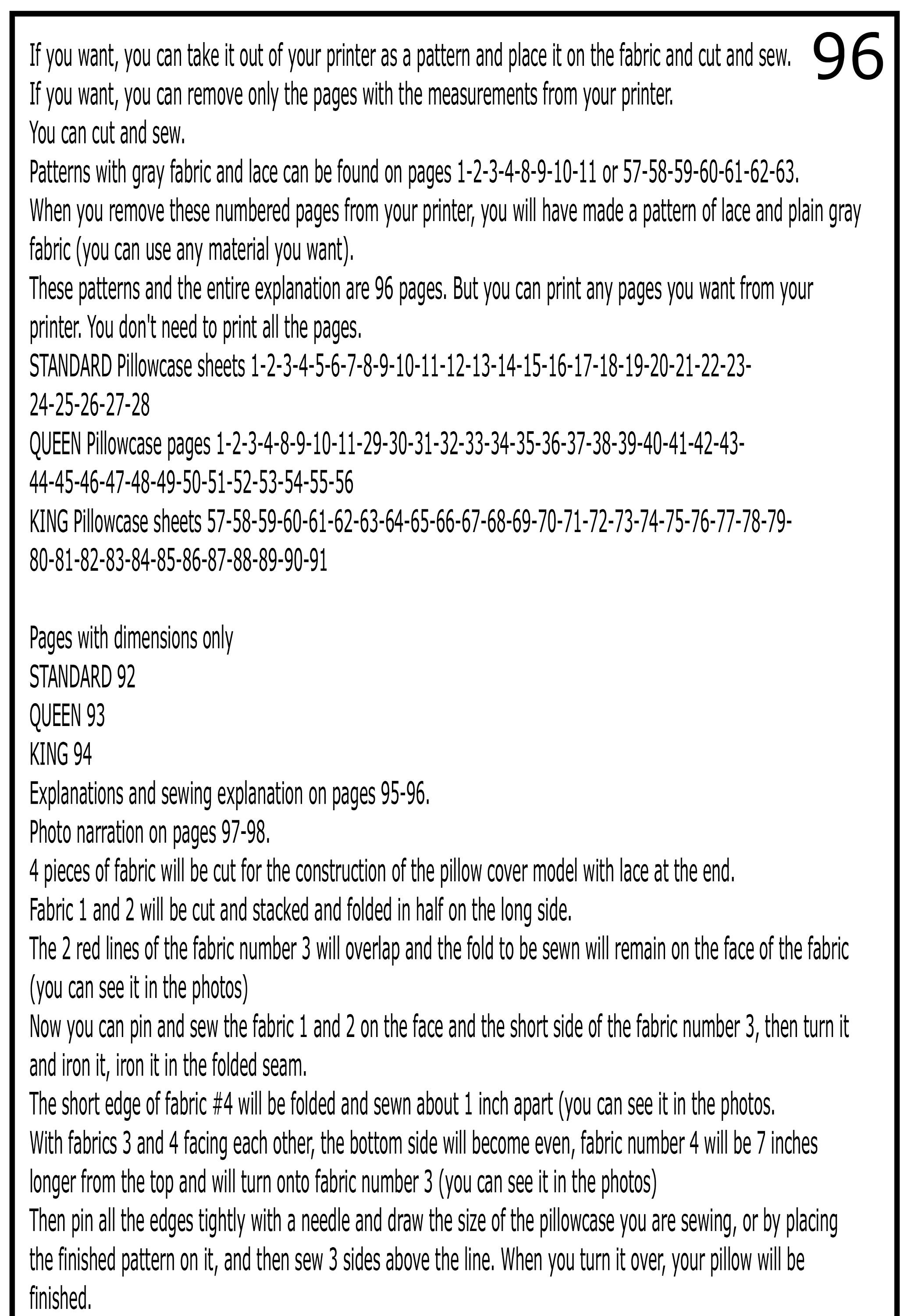 Full Size PDF Printable Sewing Pattern-sewing PDF Tutorial With Cutting ...