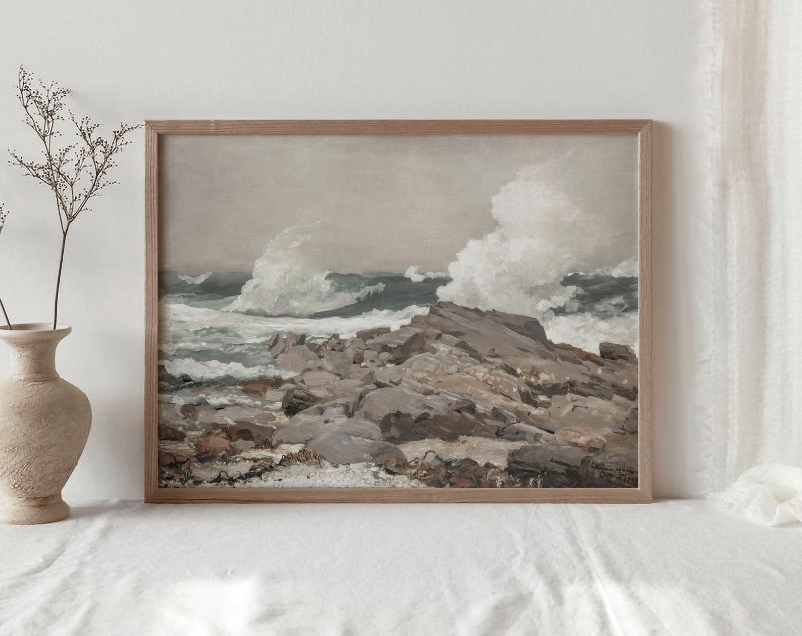 Vintage Seascape Scenery Painting / Antique Ocean Art Print / - Etsy