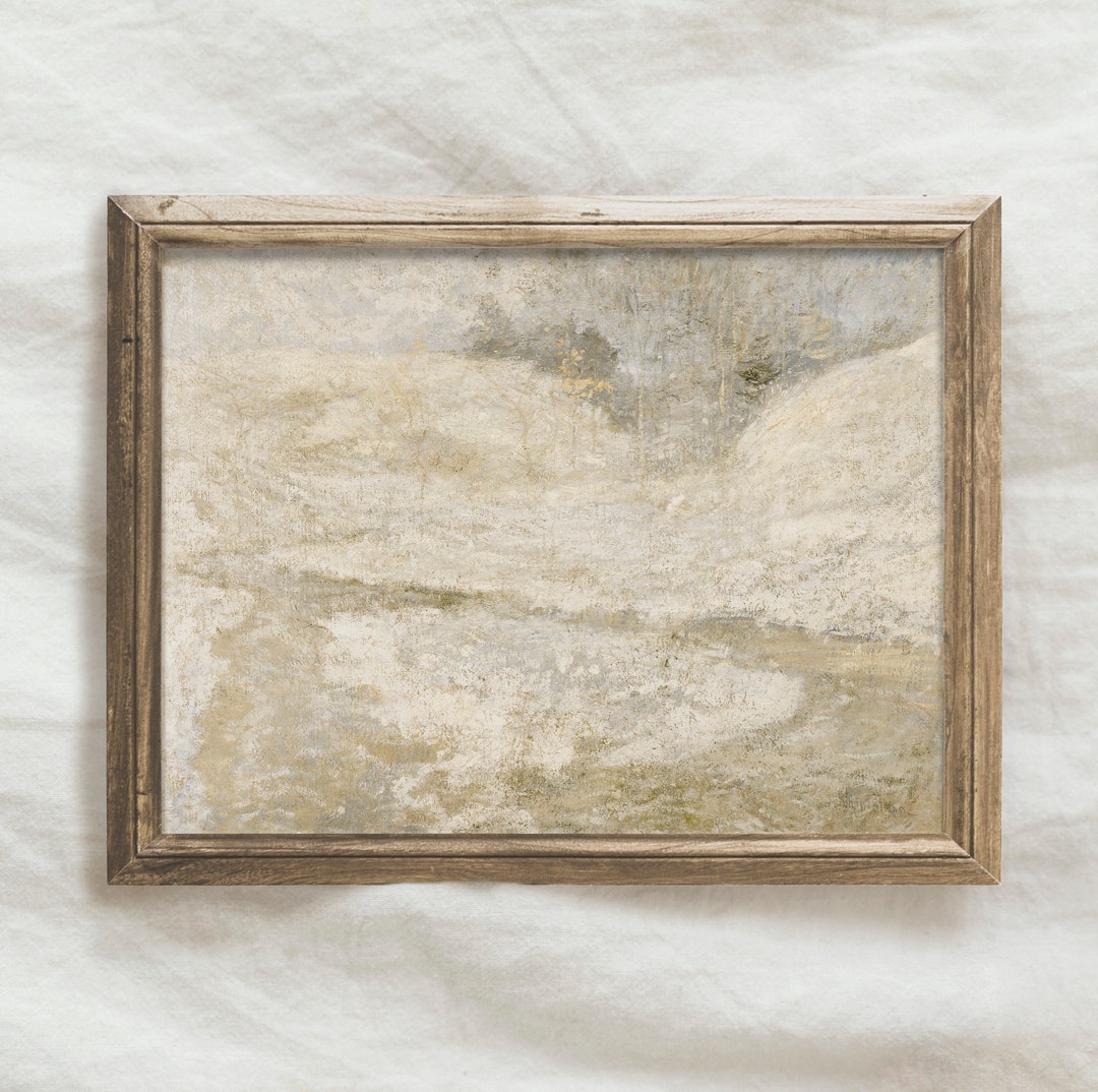 Vintage Muted Abstract Painting / Minimalist Beige Wall Art / - Etsy