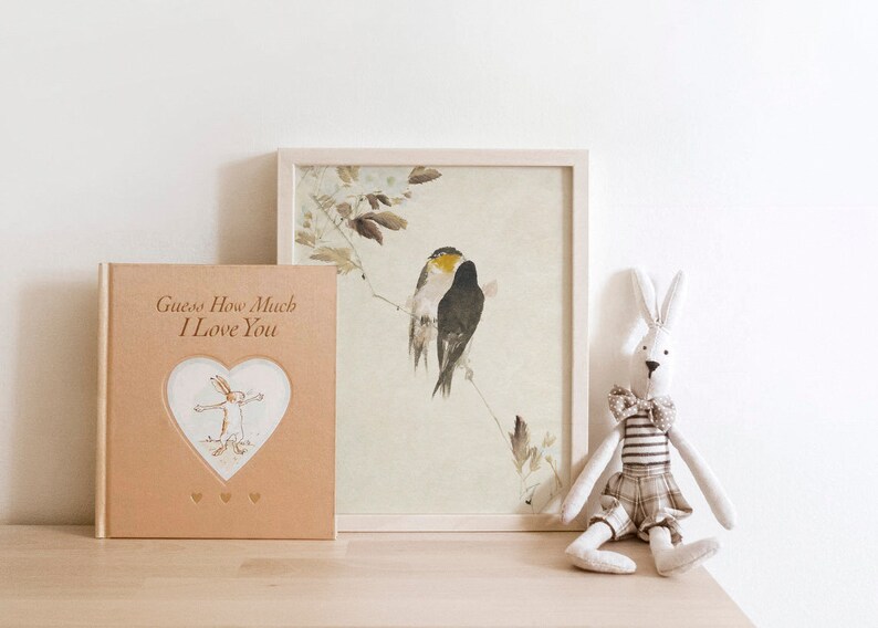 Neutral Bird Illustration / Vintage Farmhouse Nursery Art - Etsy