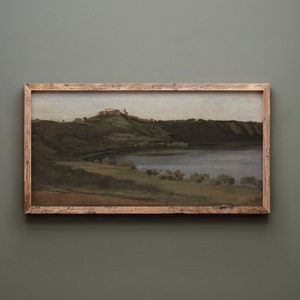 Panoramic Dark Green Landscape PRINTABLE / Vintage Narrow Wall Art ...