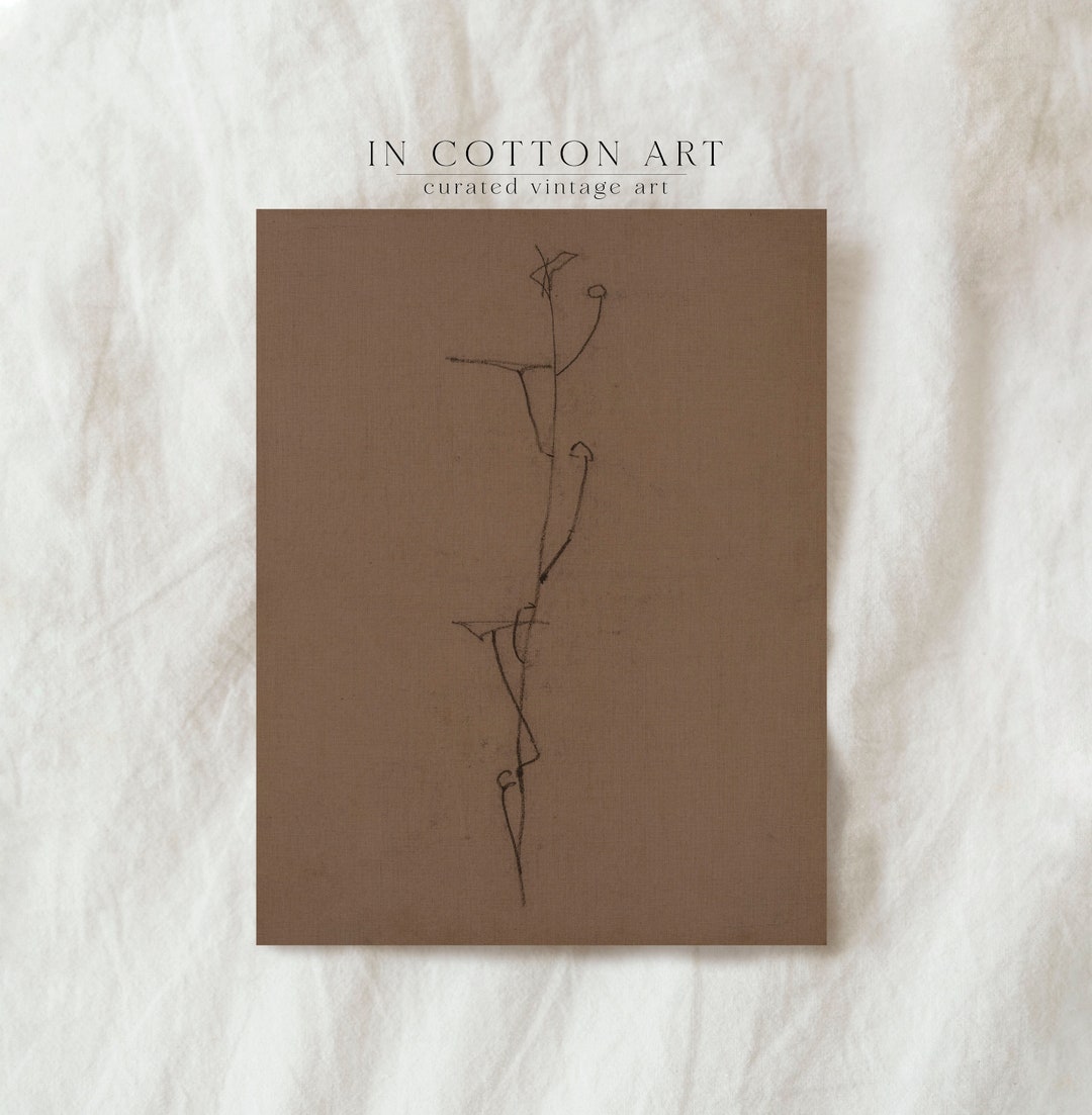 Minimalist Floral Etching Art Print / Moody Abstract Sketch PRINTABLE ...