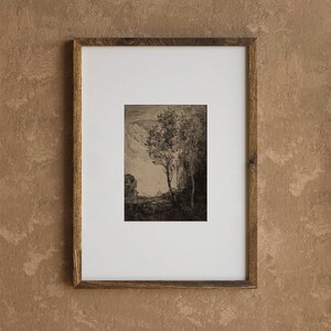 Moody Vintage Landscape Print / Country Farmhouse Sketch / PRINTABLE ...