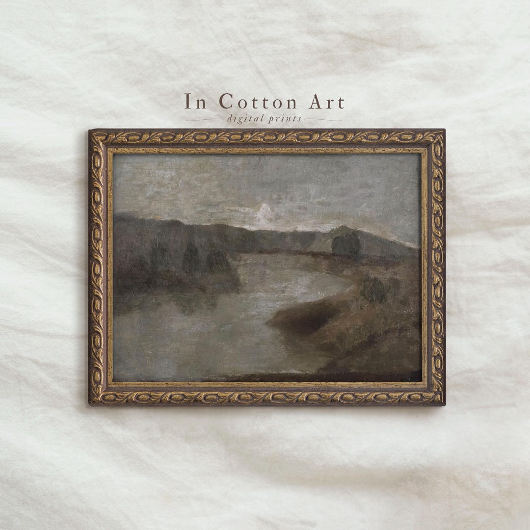 Vintage Moody Landscape Print: Hazy River View (digital Download ...