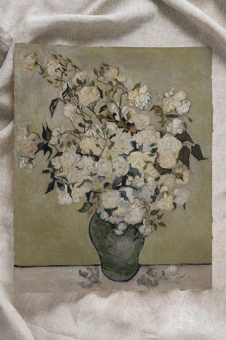 Neutral Still Life Roses Painting PRINTABLE / White Flower - Etsy