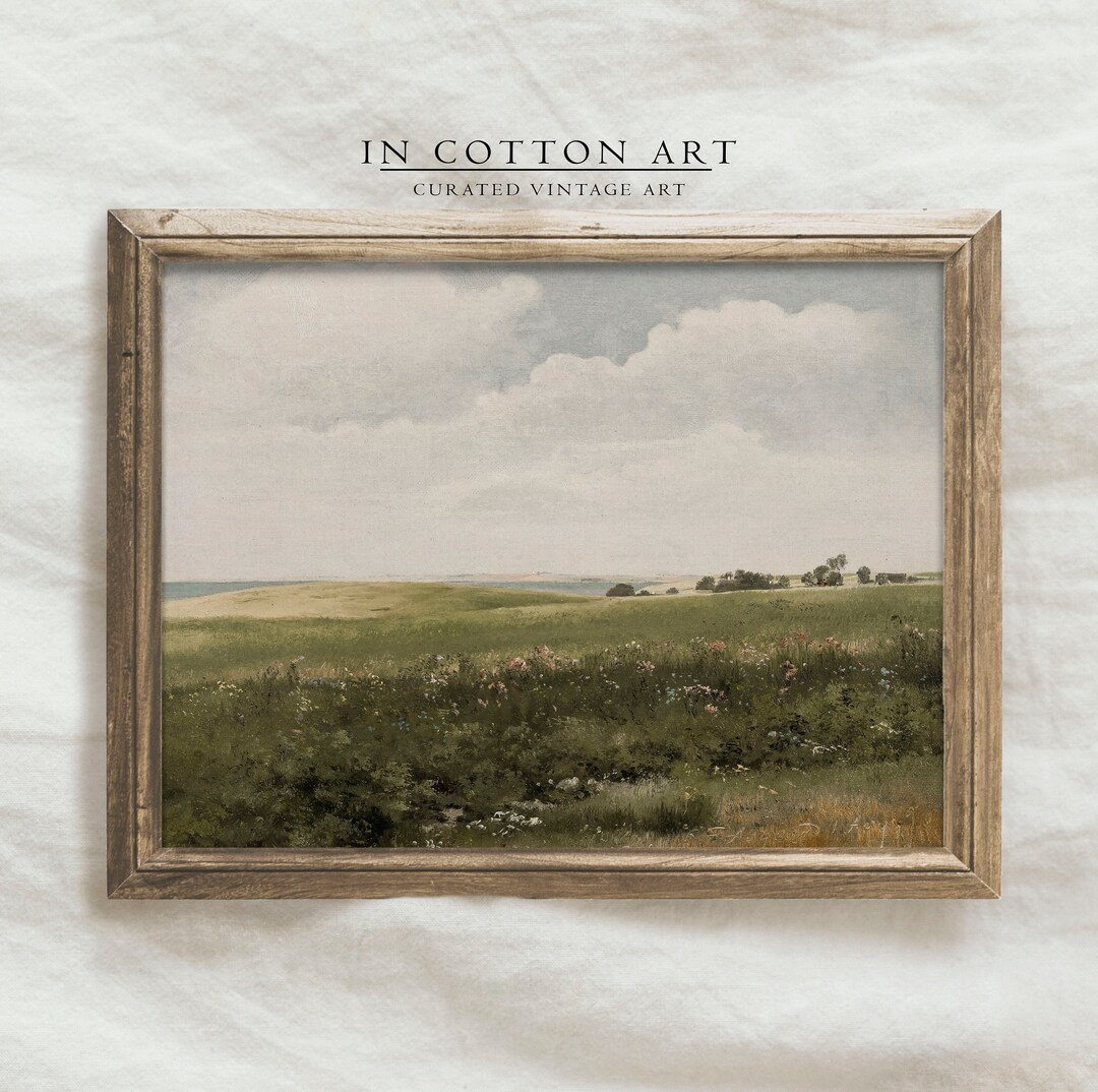 Vintage Green Landscape Oil Painting / Antique Scenery Art - Etsy