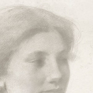 Classic Portrait Sketch / Vintage Woman Drawing / Antique Female Art ...