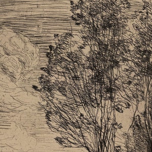 Moody Vintage Landscape Print / Country Farmhouse Sketch / PRINTABLE ...