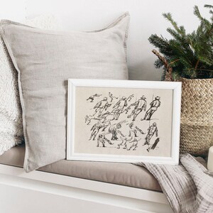 Vintage Ice Skating Sketch PRINTABLE / Holiday Neutral Drawing Print ...