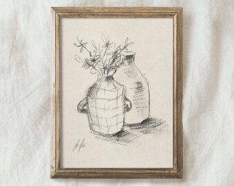 Vintage Sketch Art Printable Minimalist Antique Drawing - Etsy