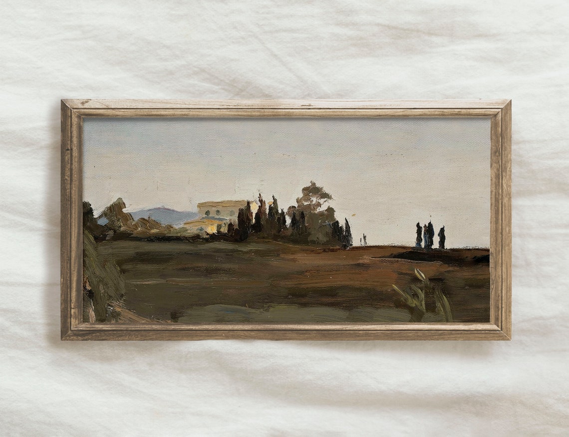Vintage Long Landscape Print / Panoramic Painting PRINTABLE / - Etsy