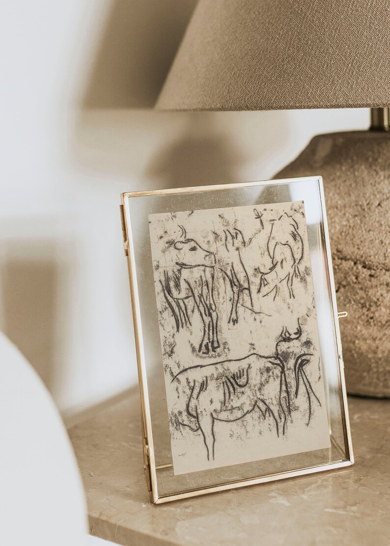 Abstract Neutral Animal Drawing PRINTABLE / Vintage Rustic - Etsy