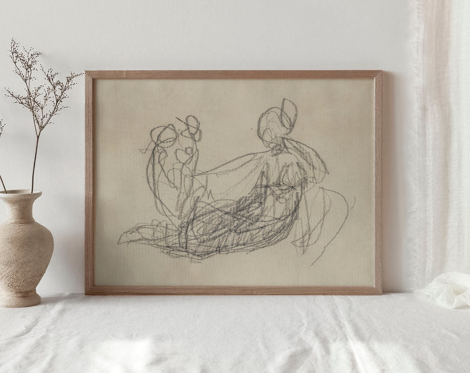 Female Figure Sketch PRINTABLE / Vintage Abstract Drawing - Etsy