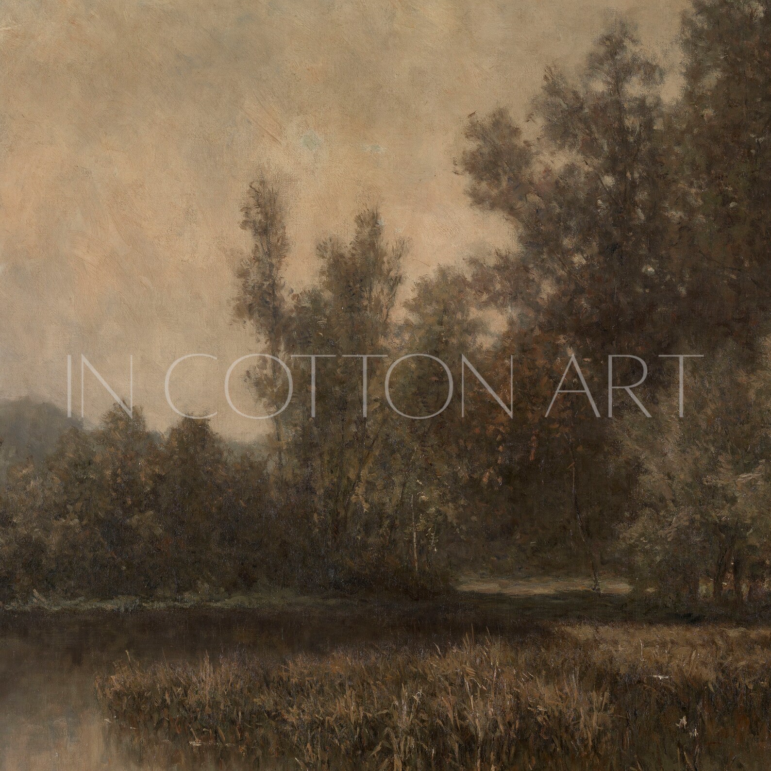 Vintage Moody Lake Landscape / Dark Scenery Oil Painting PRINTABLE ...
