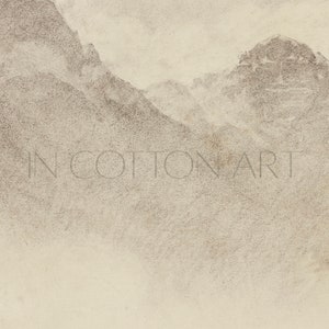 Minimalist Neutral Drawing PRINTABLE / Soft Beige Mountain Landscape ...