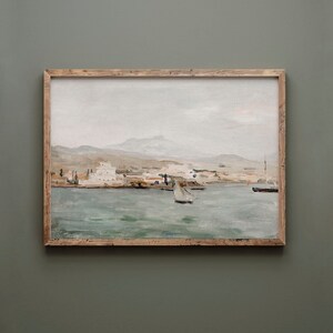 Vintage Muted Coastal Scenery Oil Painting / Mediterranean - Etsy