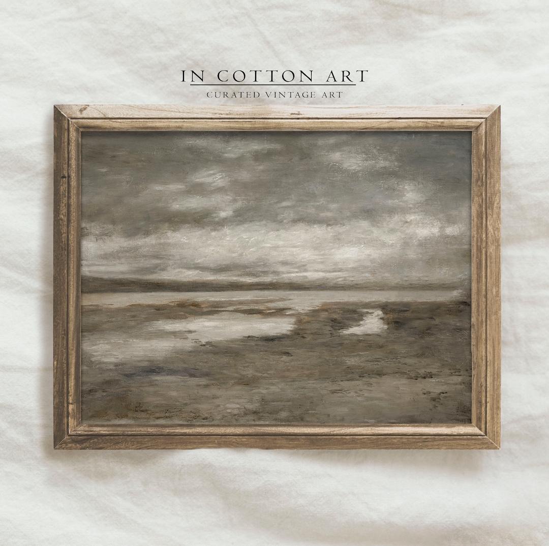 Moody Coastal Painting PRINTABLE / Vintage Neutral Abstract - Etsy