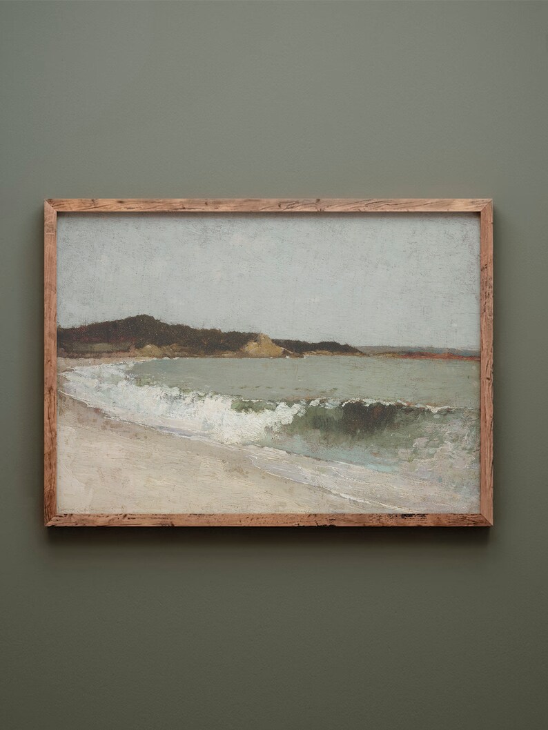Muted Neutral Beach Art Print / Vintage Seascape Scenery - Etsy
