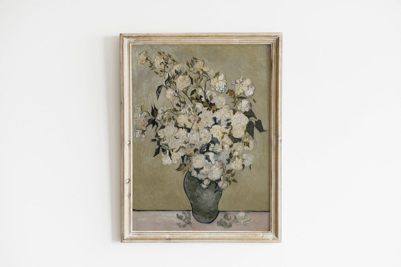 Neutral Still Life Roses Painting PRINTABLE / White Flower - Etsy