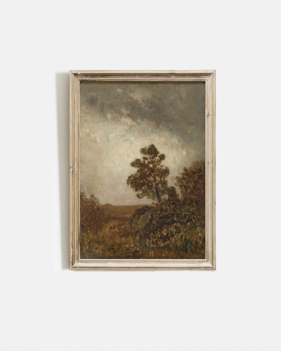 Moody Country Landscape Painting / Vintage Farmhouse Wall Art - Etsy