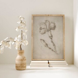 Vintage Botanical Neutral Drawing / Brown Floral Artwork PRINTABLE ...