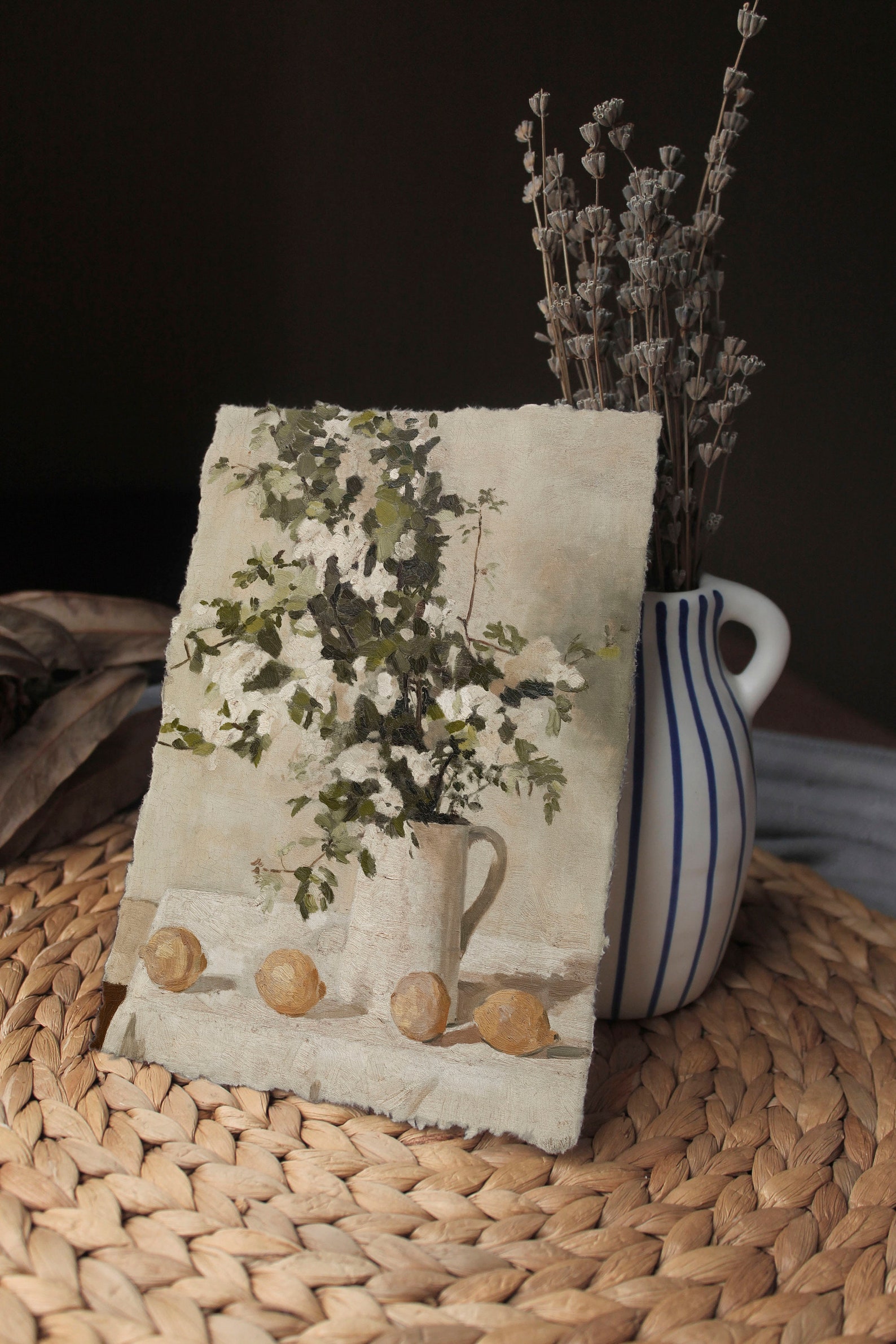 Neutral Still Life Oil Painting / White Flower Vase Art Print - Etsy