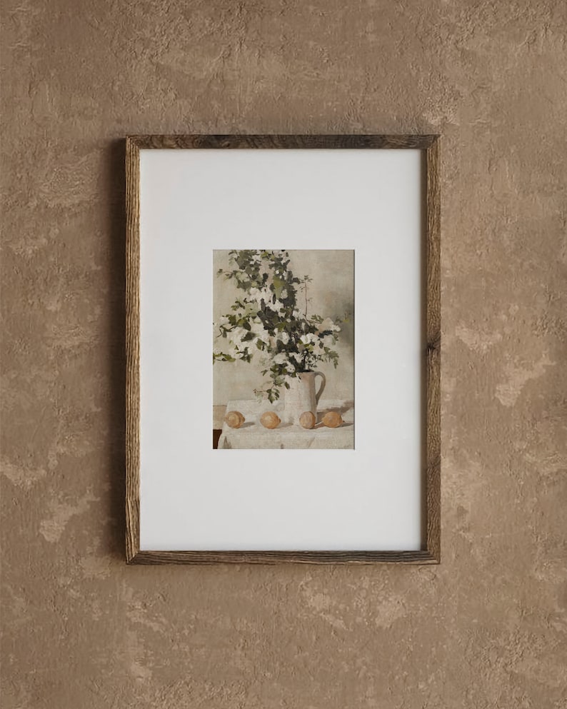 Neutral Still Life Oil Painting / White Flower Vase Art Print - Etsy Canada