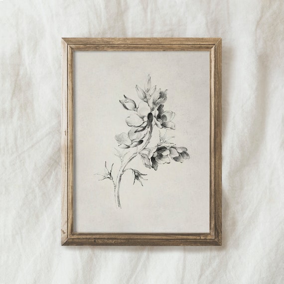 Vintage Sketch Art Printable Minimalist Antique Drawing | Etsy