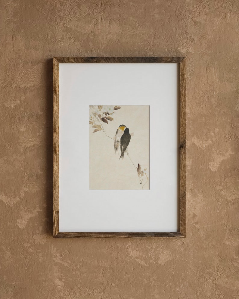 Neutral Bird Illustration / Vintage Farmhouse Nursery Art - Etsy