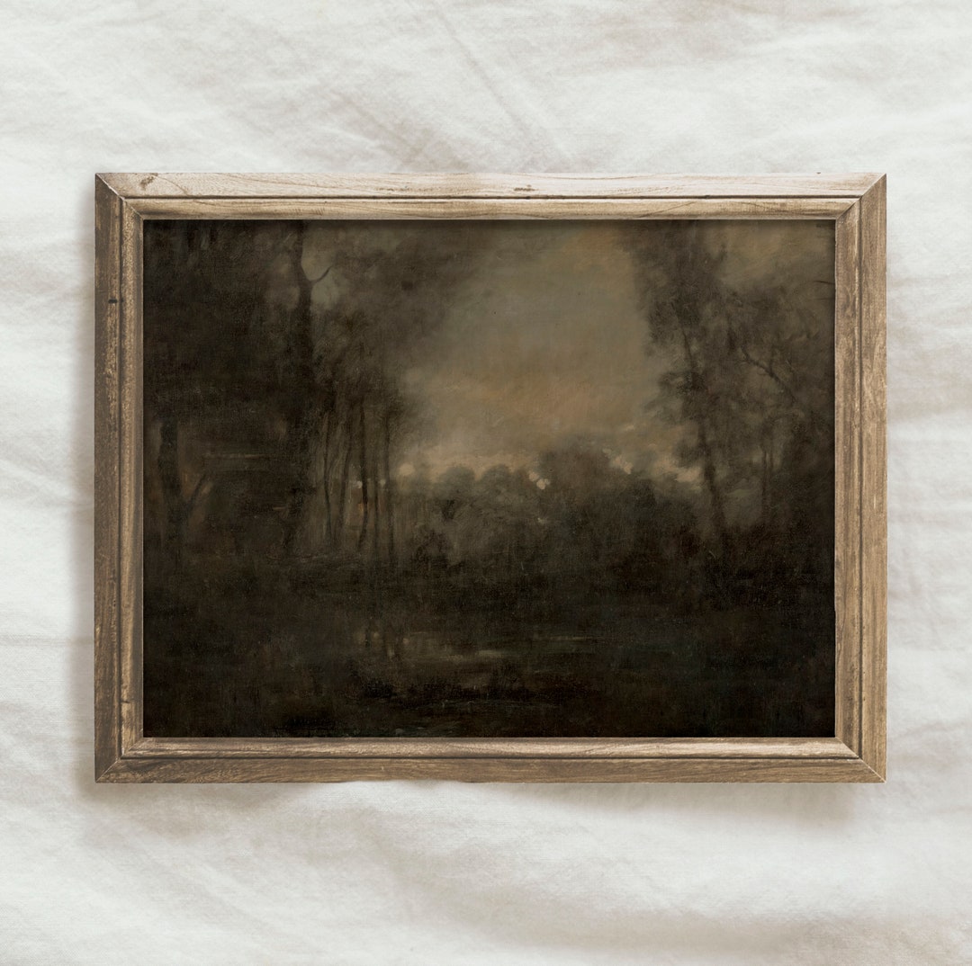 Vintage Moody Abstract Landscape Painting / Dark Wall Art - Etsy