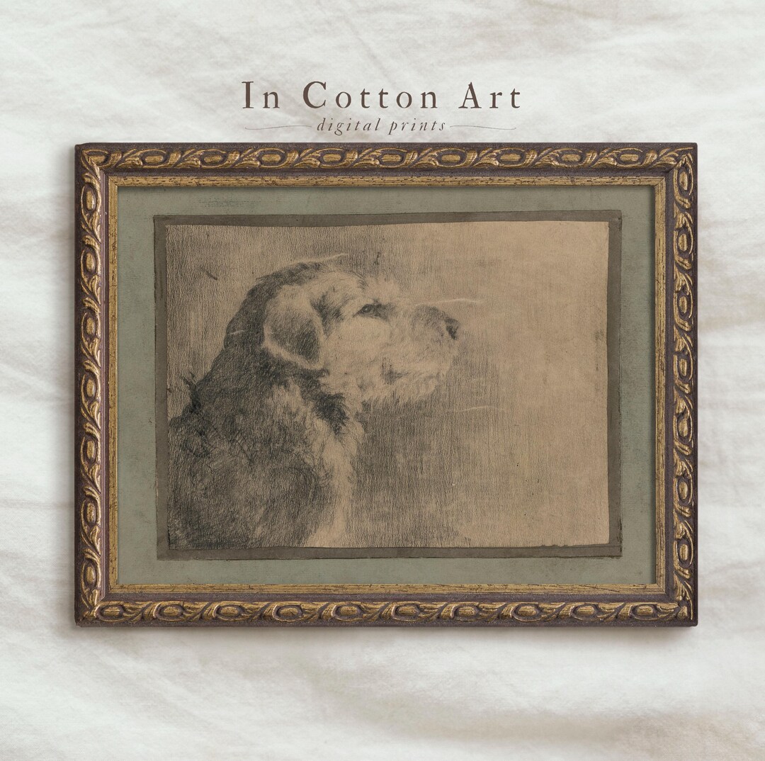 Vintage Dog Drawing PRINTABLE / Antique Puppy Sketch Art Print / Animal ...