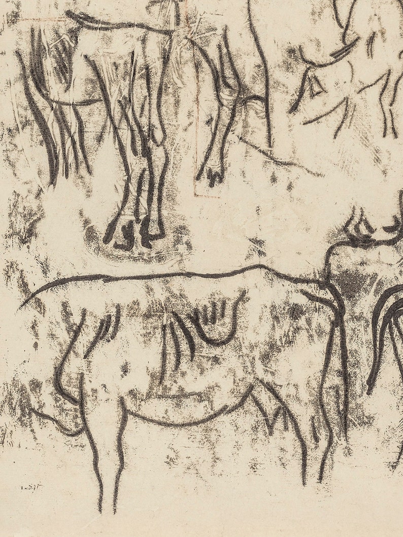 Abstract Neutral Animal Drawing PRINTABLE / Vintage Rustic - Etsy